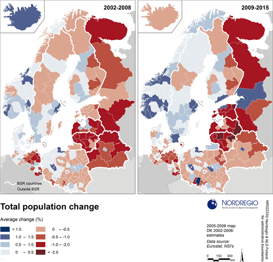 Total population change 2002-2008 and 2009-2015 | NVC
